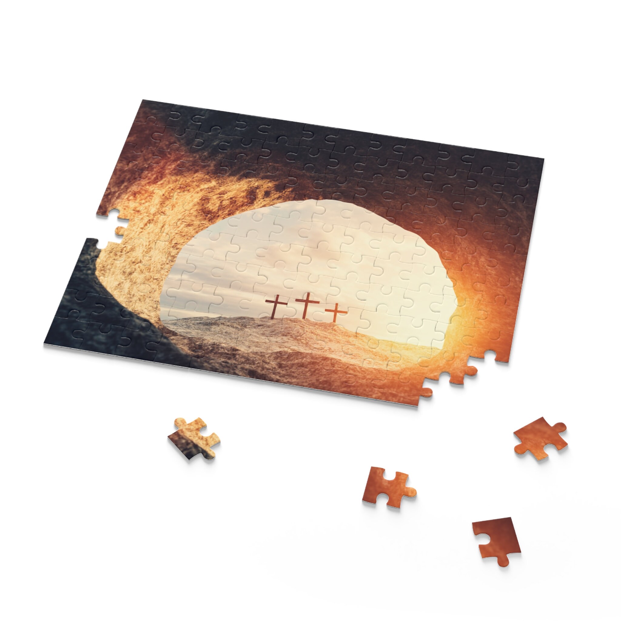 Three Crosses Resurrection Puzzle (120, 252, 500-piece), Christian Gift ...