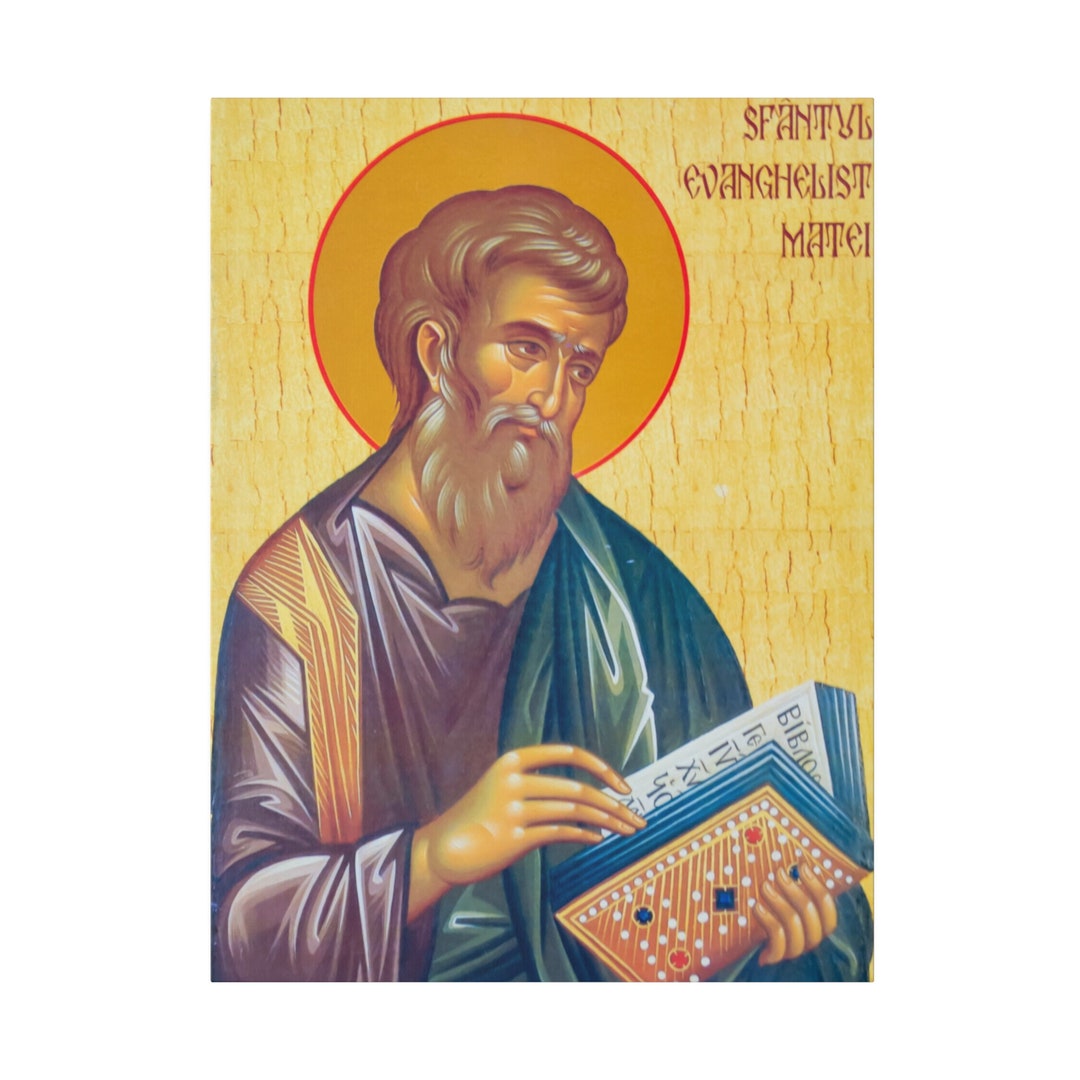 Handcrafted St. Matthew Icon Canvas Art - Religious Wall Decor ...