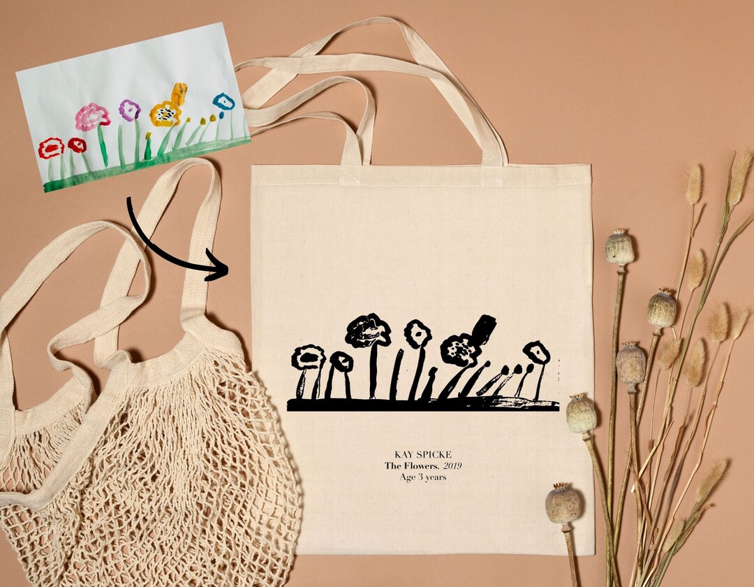 Kids Artwork Tote Bag Gift Custom Tote With Kids Artwork - Etsy