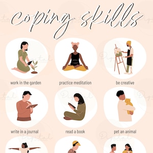 Coping Skills People, Digital Print, Boho, Natural Colors, How to Cope ...