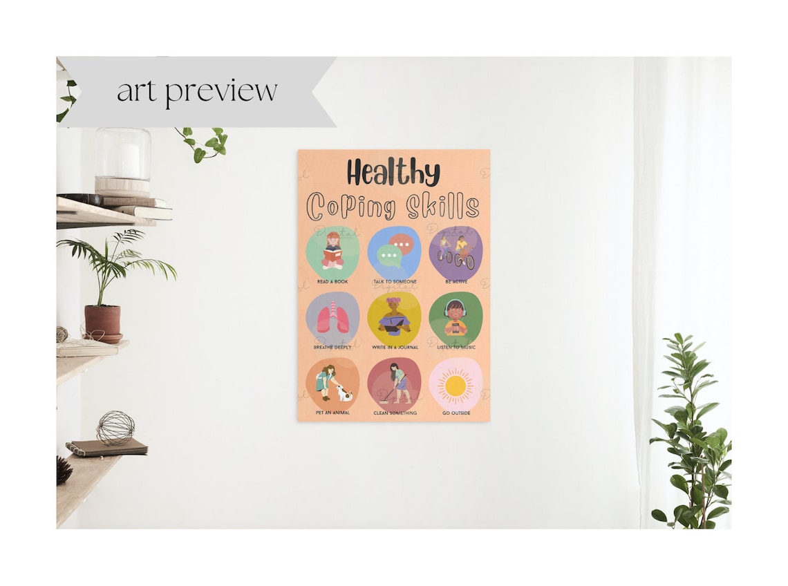 Healthy Coping Skills, Digital Print, Boho Decor, Coping Skills for ...