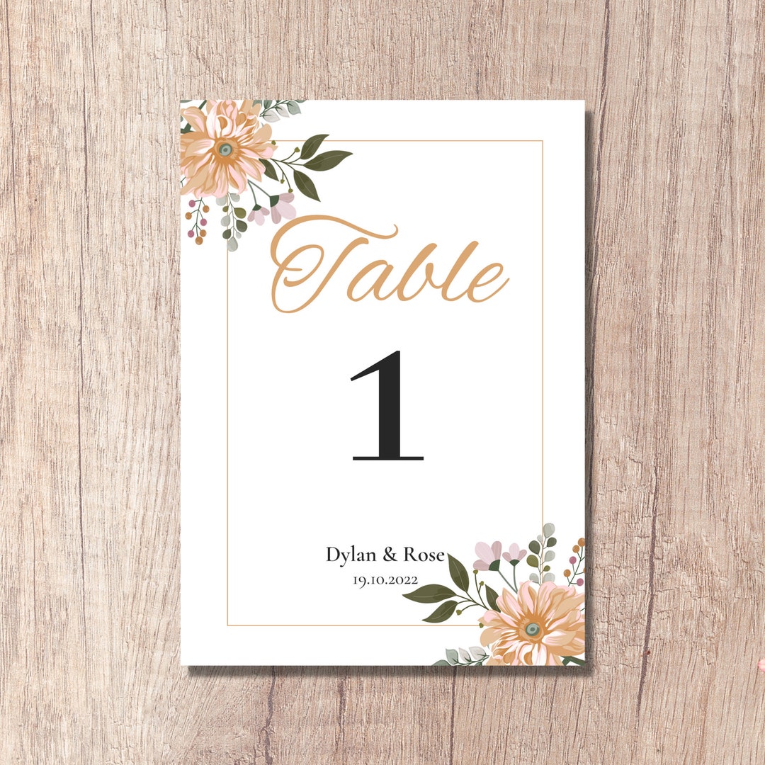 Boho Flower Table Numbers Template, Minimal Table Numbers, Minimal ...