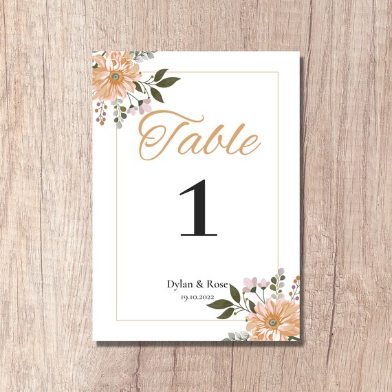 Boho Flower Table Numbers Template Minimal Table Numbers - Etsy