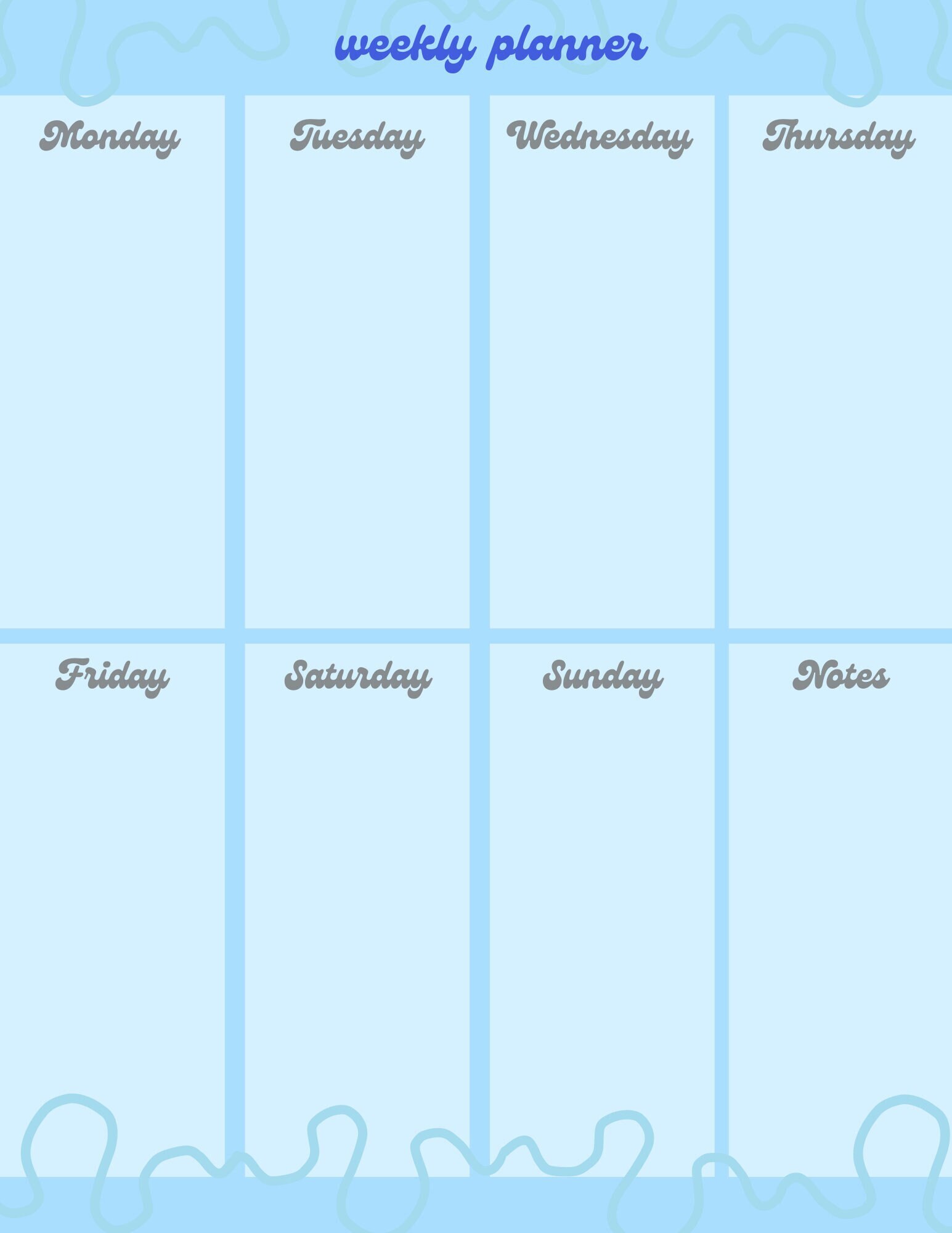 Blue Weekly Planner DIGITAL DOWNLOAD - Etsy