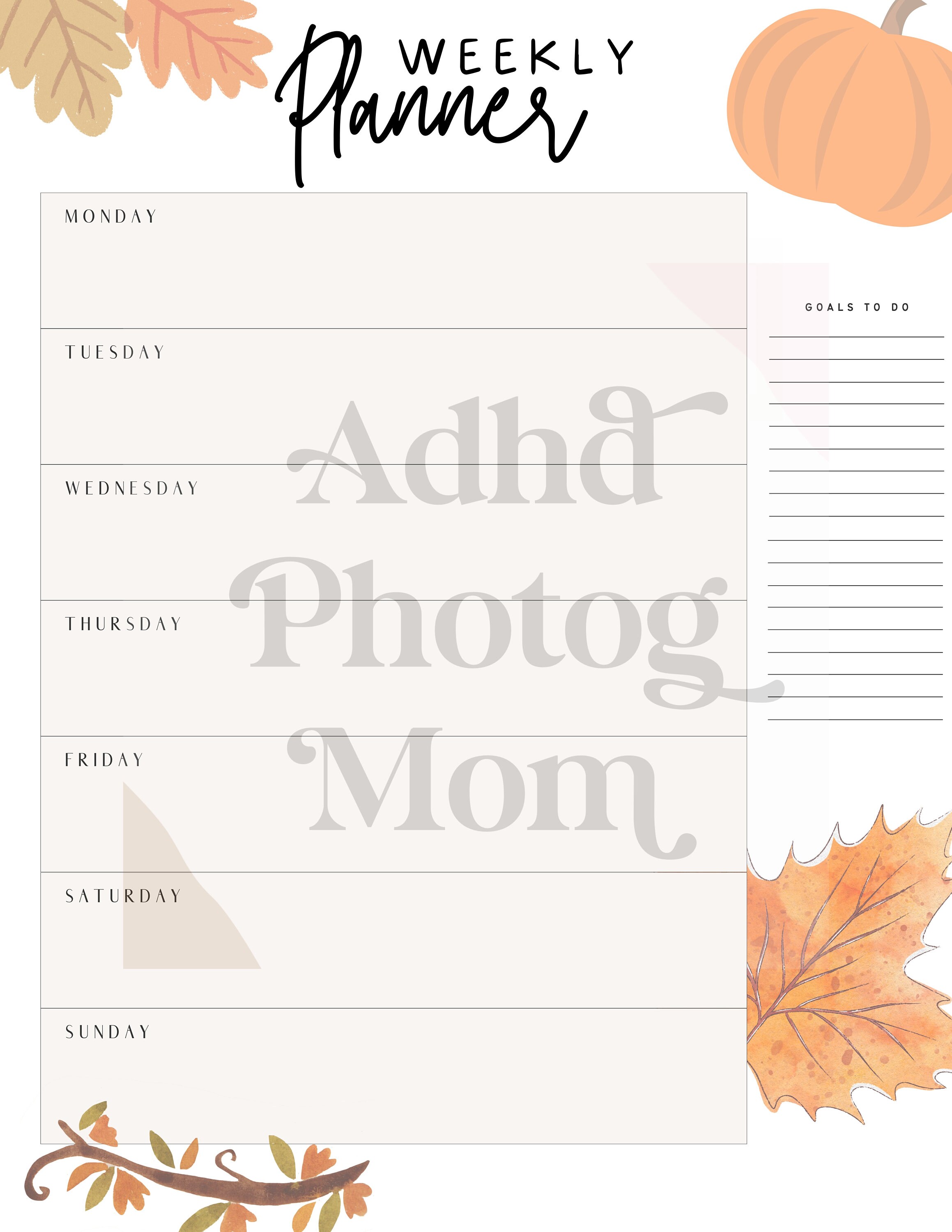 Boho Weekly Calendar //digital Calendar / Printable Planner - Fall ...