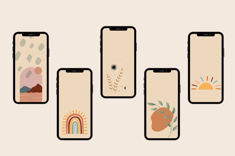TEN Boho Neutral Tan Mobile Wallpapers Screensaver Background - Etsy