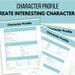 Printable Character Profile Creator for Writers, Downloadable ...