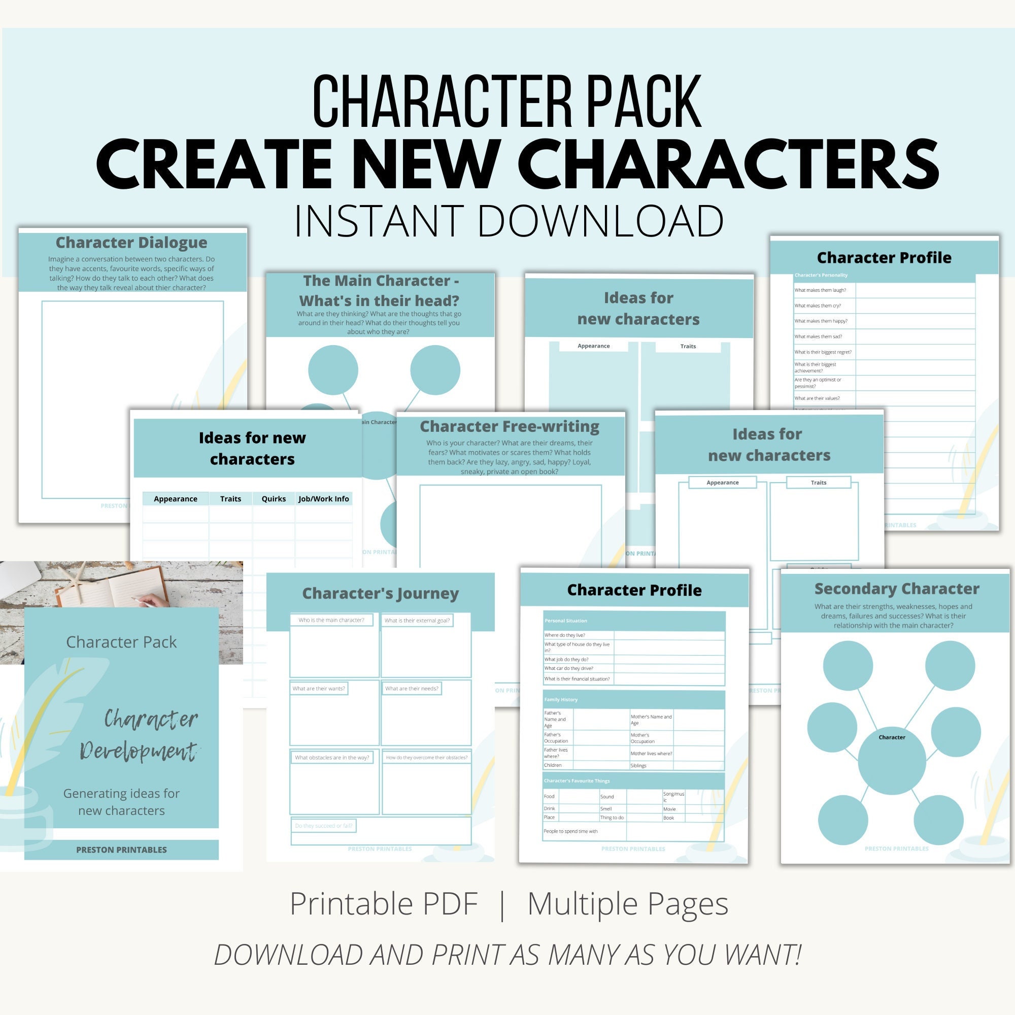 Character Pack, Writers Character Pack, Character Development ...