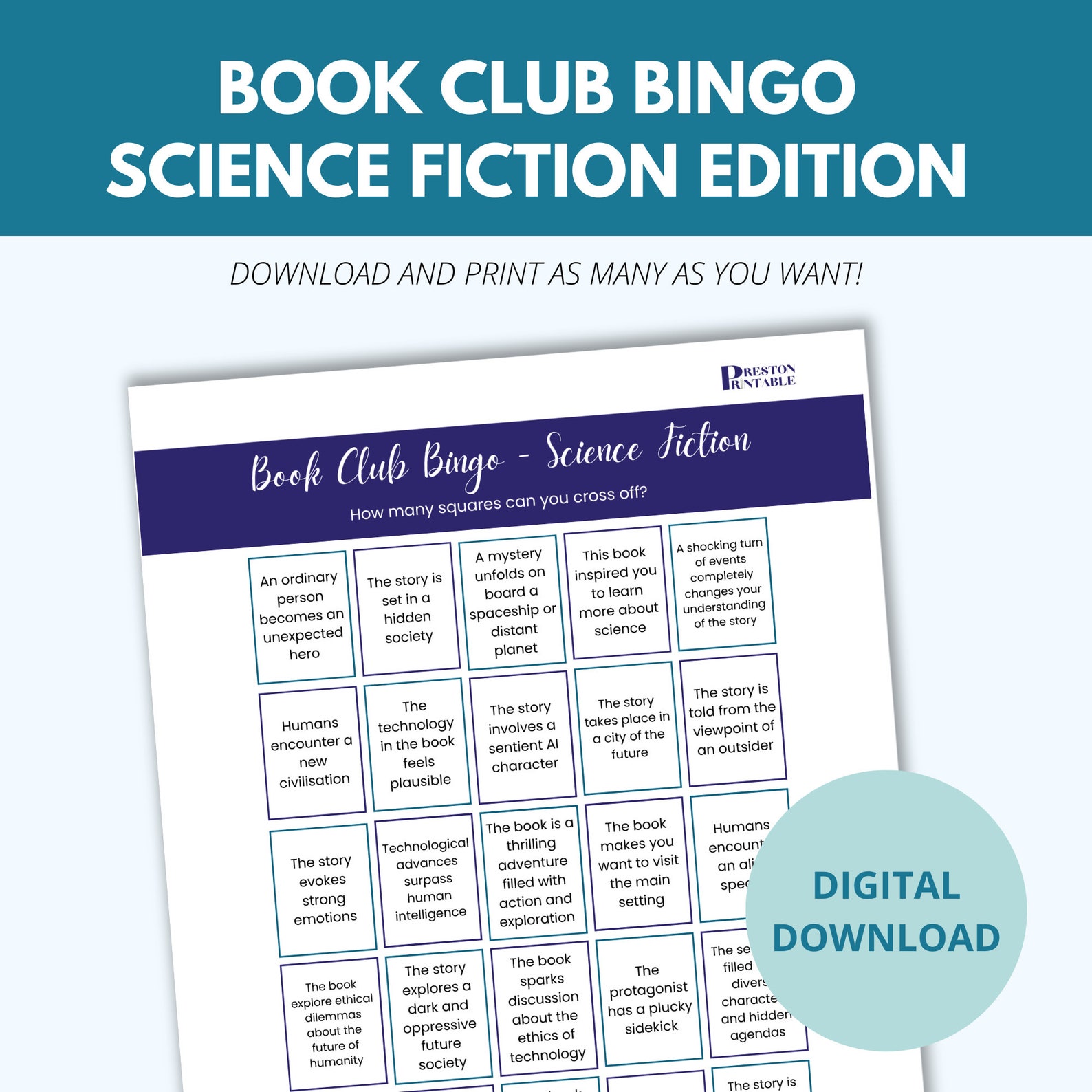 Book Club Bingo Games, Book Bingo, Genre Book Bingo, Book Bingo Games ...