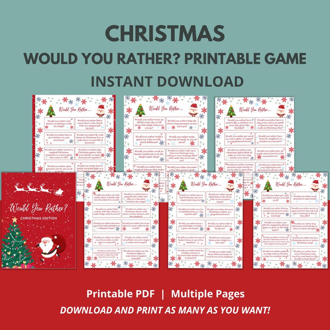 Christmas Would You Rather? Printable, Family Friendly Christmas Games ...