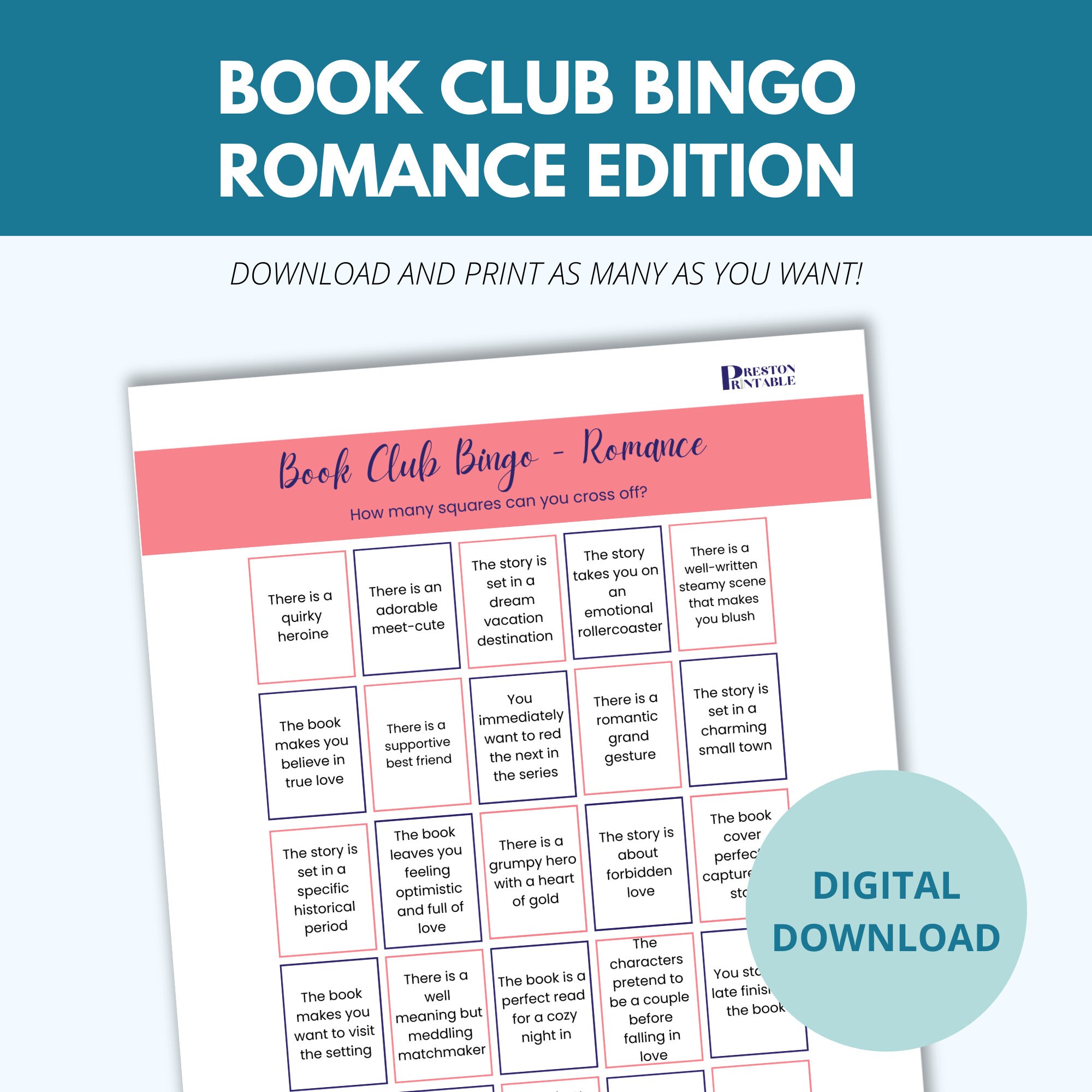 Book Club Bingo Games, Book Bingo, Genre Book Bingo, Book Bingo Games ...