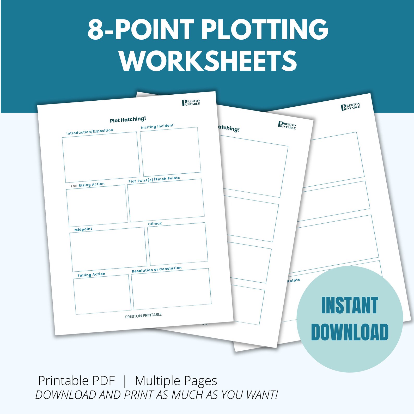 Plotting Worksheets, Printable Plotting Worksheets, Story Plotting, 8 ...