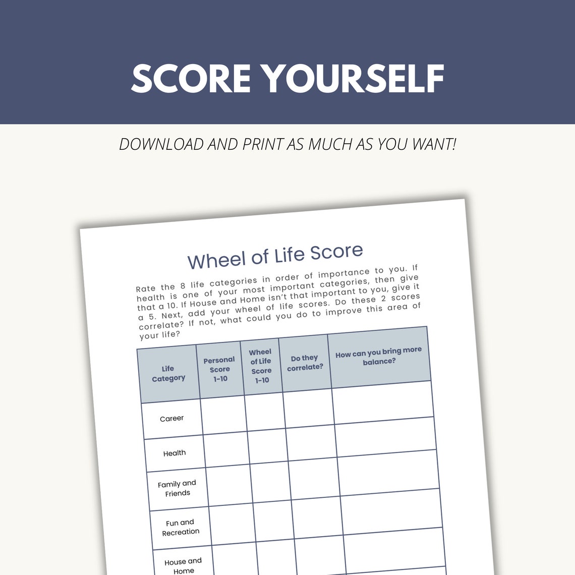 Wheel of Life Printable | Wheel of Life Template | Wheel of Life ...
