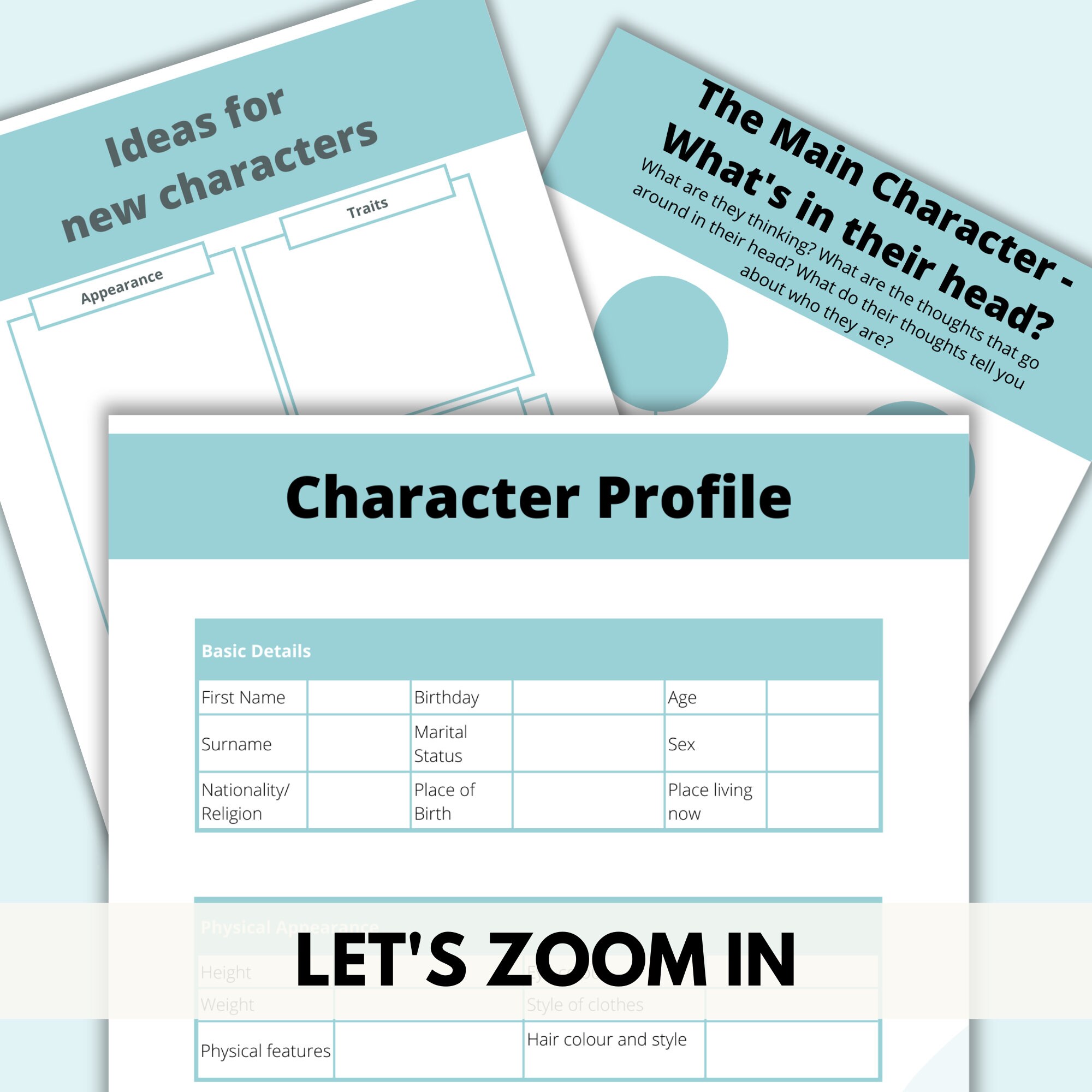 Character Pack, Writers Character Pack, Character Development ...