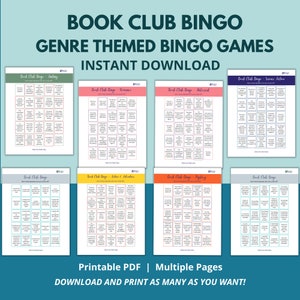 Book Club Bingo Games, Book Bingo, Genre Book Bingo, Book Bingo Games ...