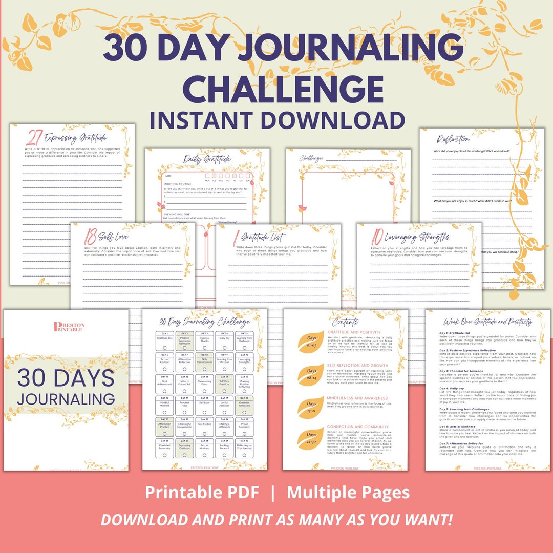 30 Day Journaling Challenge, 30 Day Challenge, Journaling Challenge ...