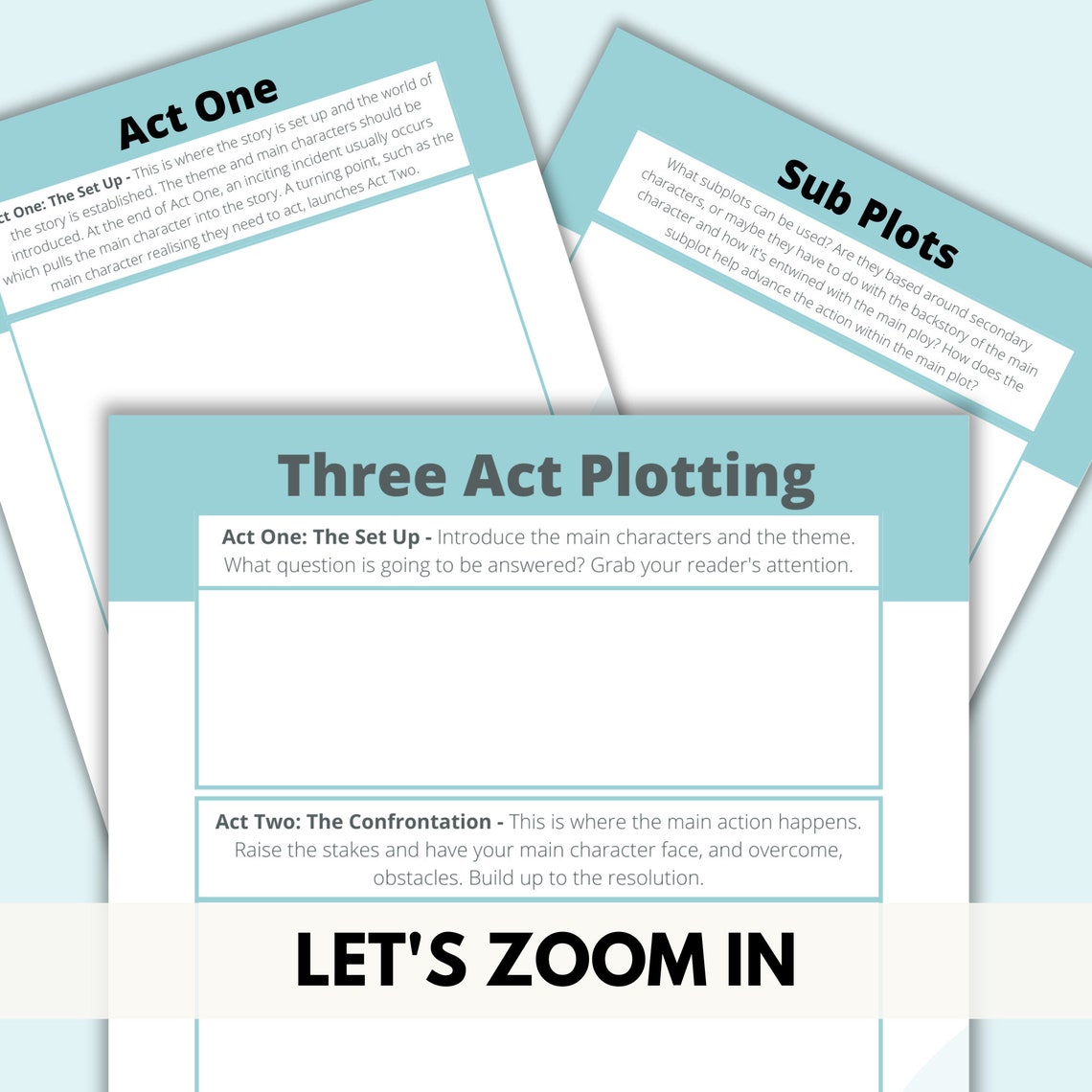 Plotting Template, Three Act Plot Template, Plot Your Story Template ...