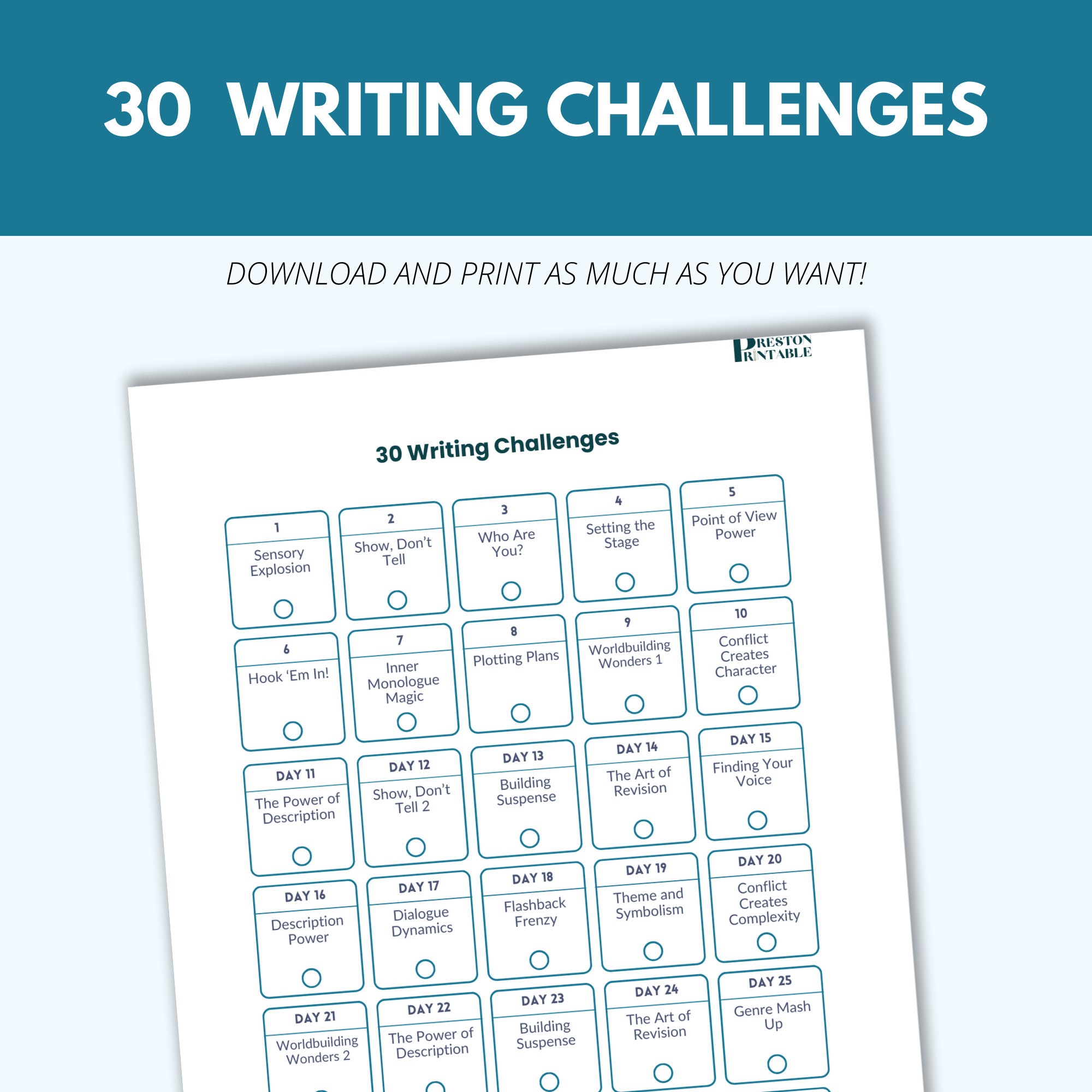 30 Writing Challenges, Writing Prompts for Authors, Creativity Prompts ...