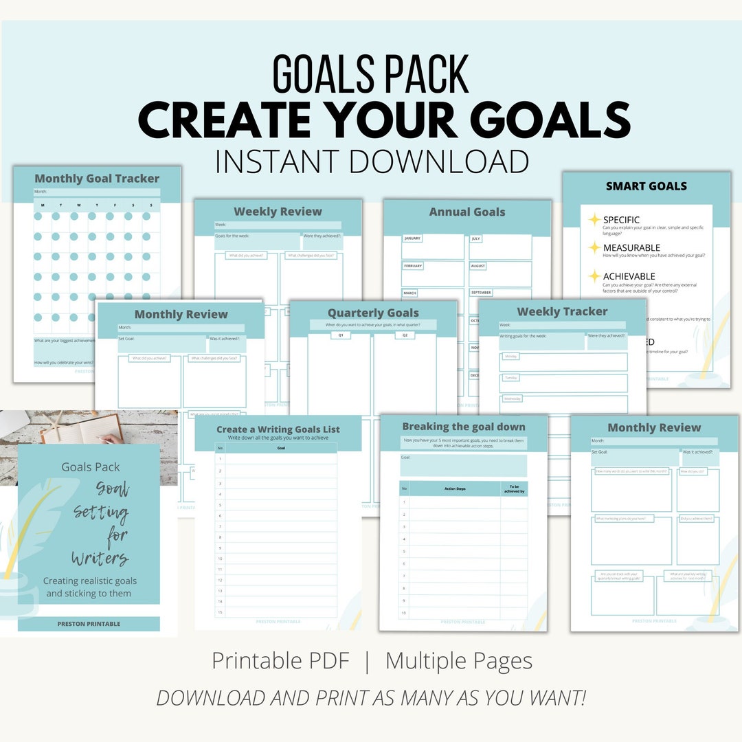 Goals Setting Template, Goal Tracking, Goals Planner, Writing Template ...