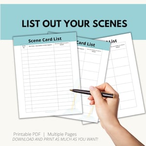 Scene Card | Plotting Card | Scene Card Template | Writing Template - Etsy
