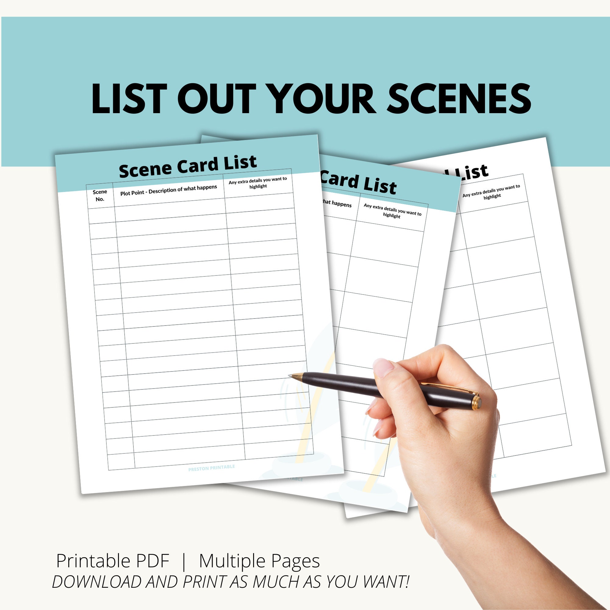 Scene Card | Plotting Card | Scene Card Template | Writing Template - Etsy