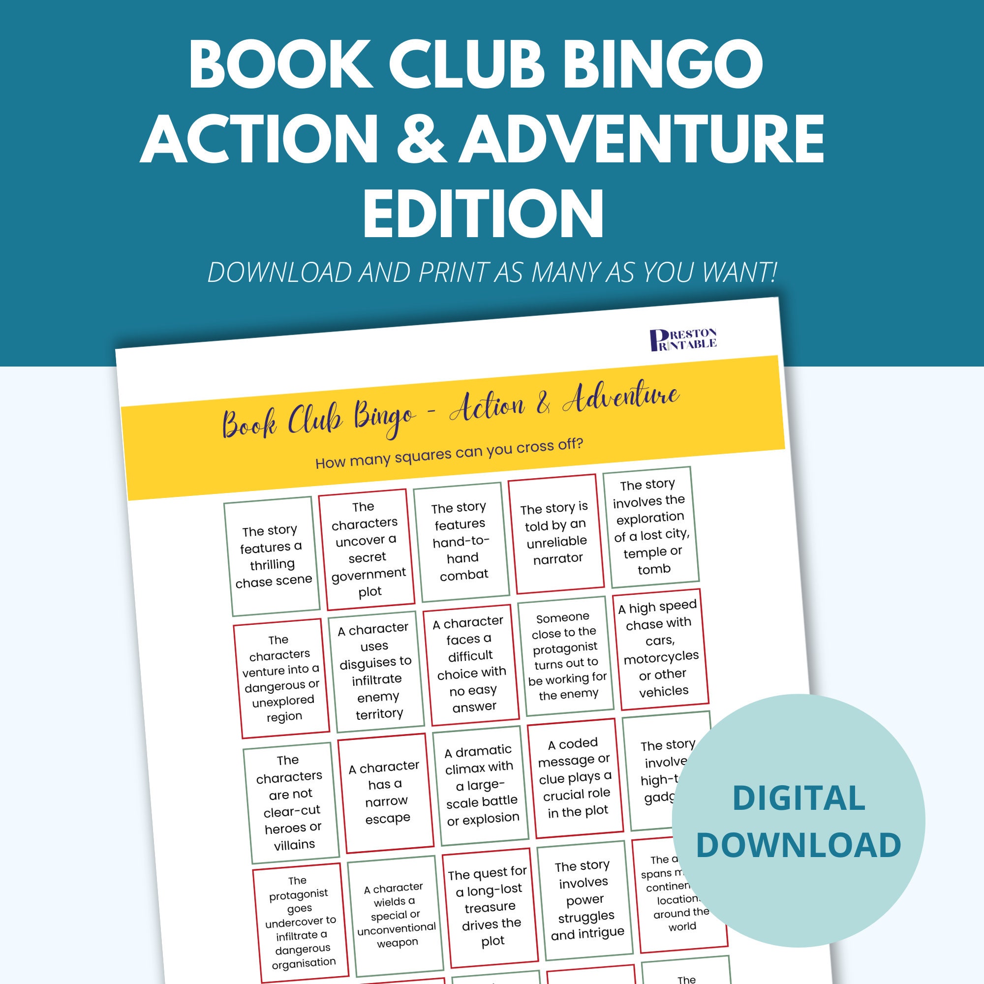 Book Club Bingo Games, Book Bingo, Genre Book Bingo, Book Bingo Games ...