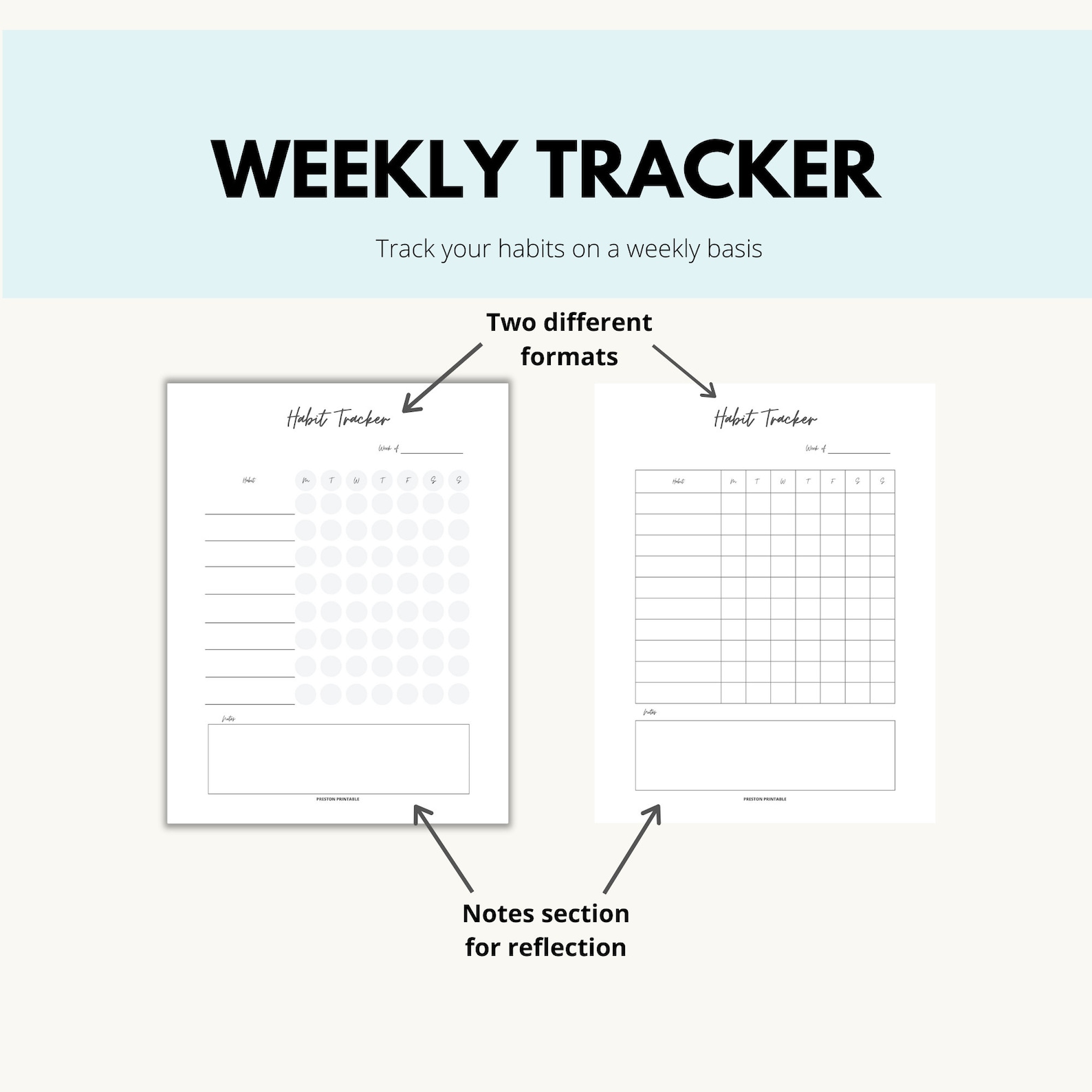 Habit Tracker Printable, Weekly Habit Tracker, Monthly Habit Tracker - Etsy