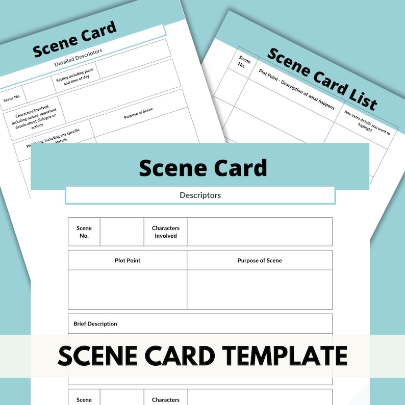 Scene Card | Plotting Card | Scene Card Template | Writing Template - Etsy