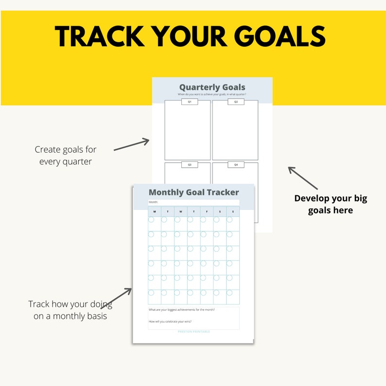 Goals Setting Template, Goal Tracking, Goals Planner, Writing Template ...