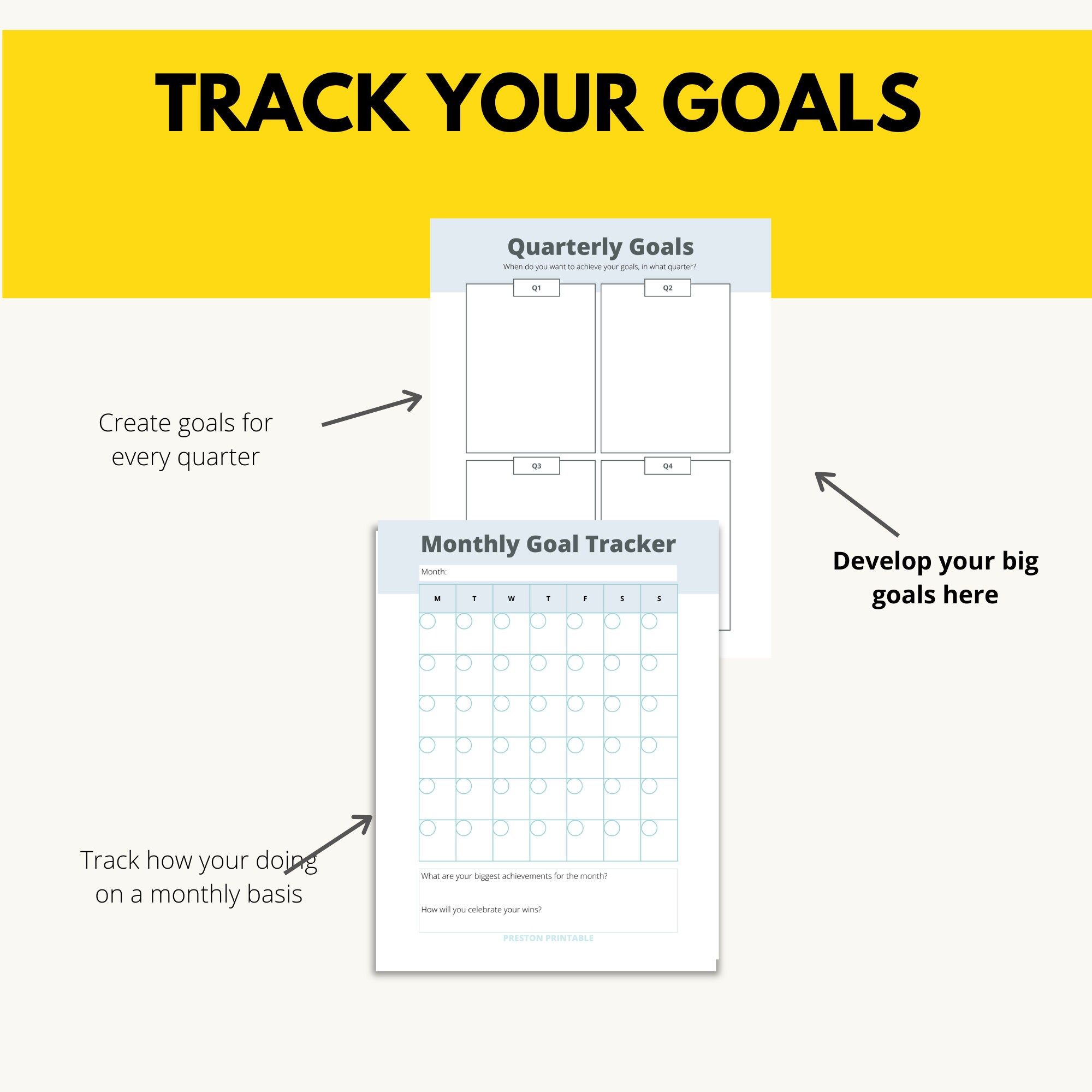 Goals Setting Template, Goal Tracking, Goals Planner, Writing Template ...