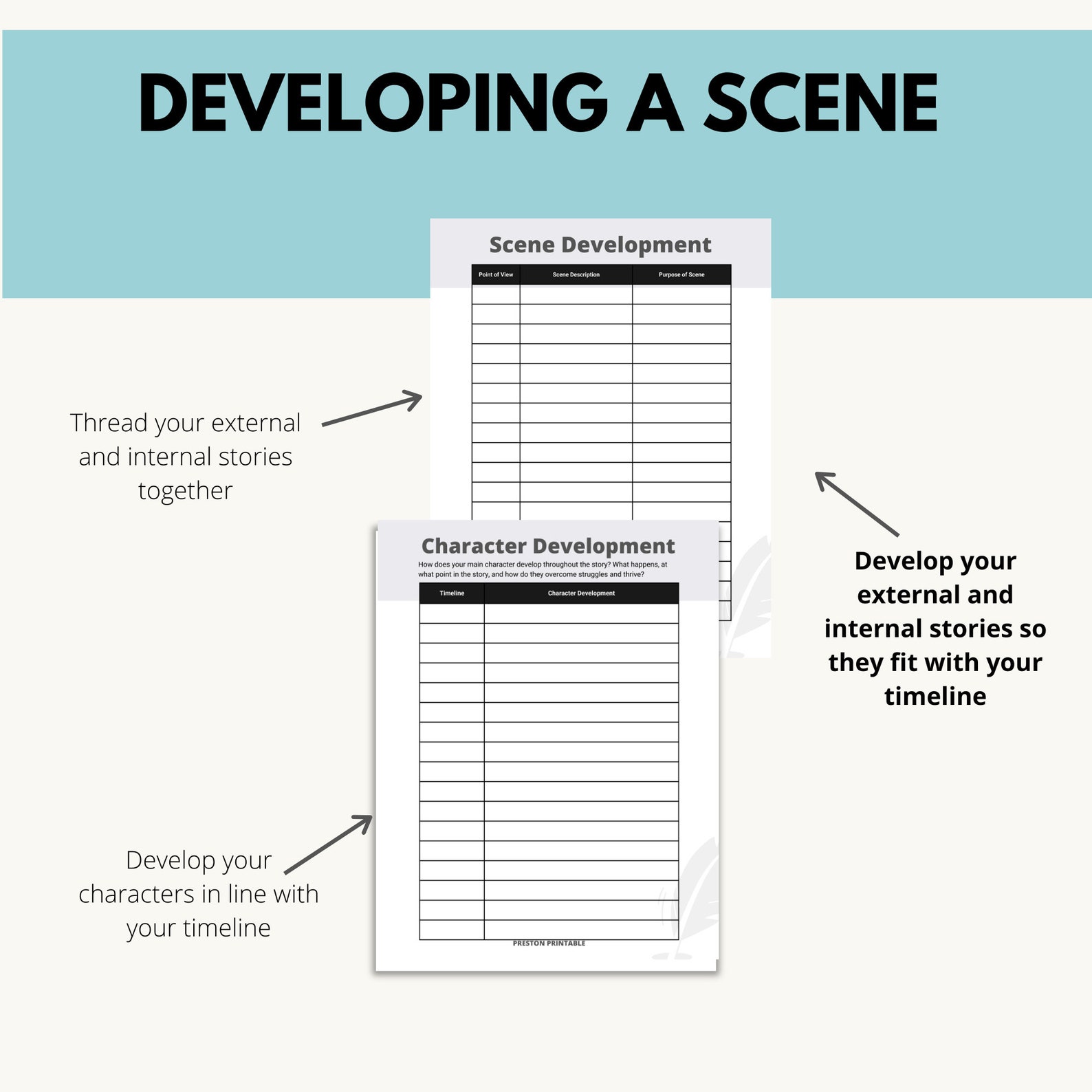 Create a Scene Template, Plotting Scenes Template, Developing Scene Timelines Template, Writing ...
