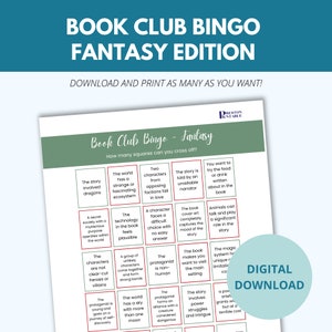 Book Club Bingo Games, Book Bingo, Genre Book Bingo, Book Bingo Games ...