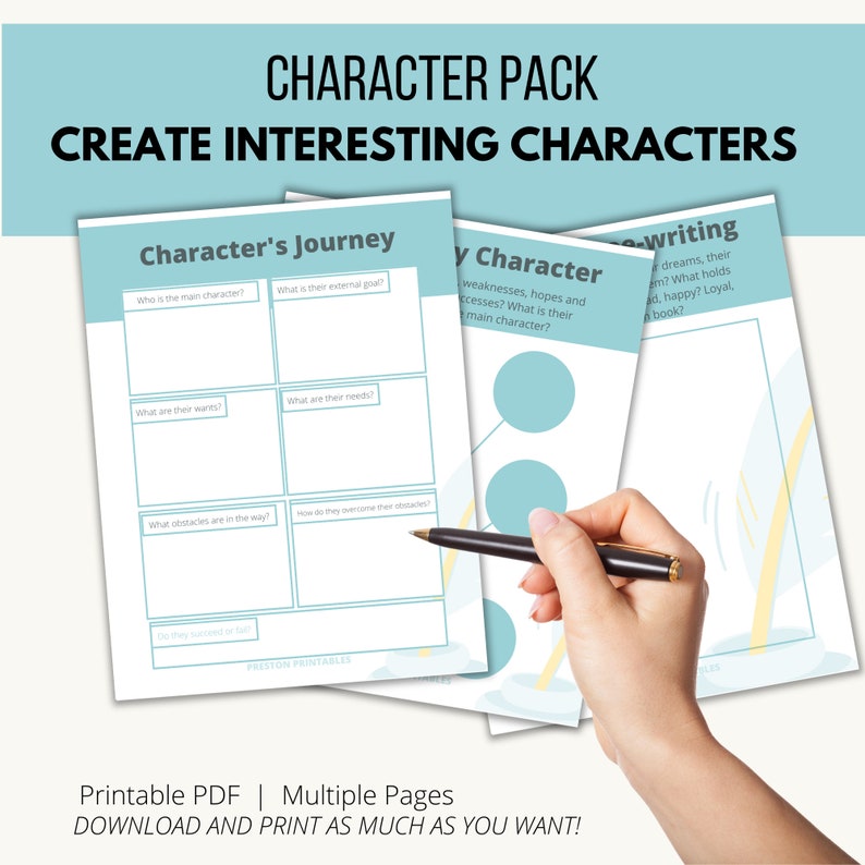 Character Pack, Writers Character Pack, Character Development ...