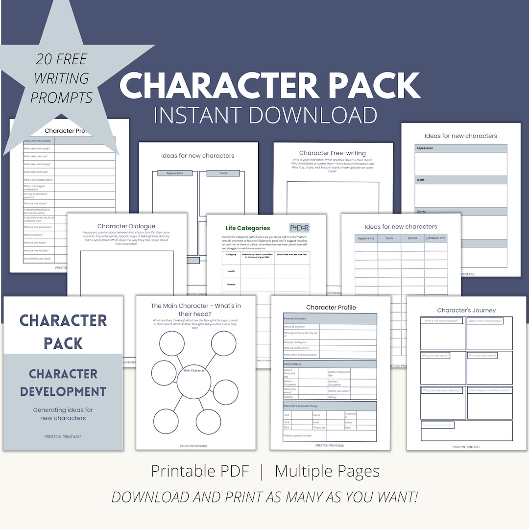 Character Pack, Writers Character Pack, Character Development ...
