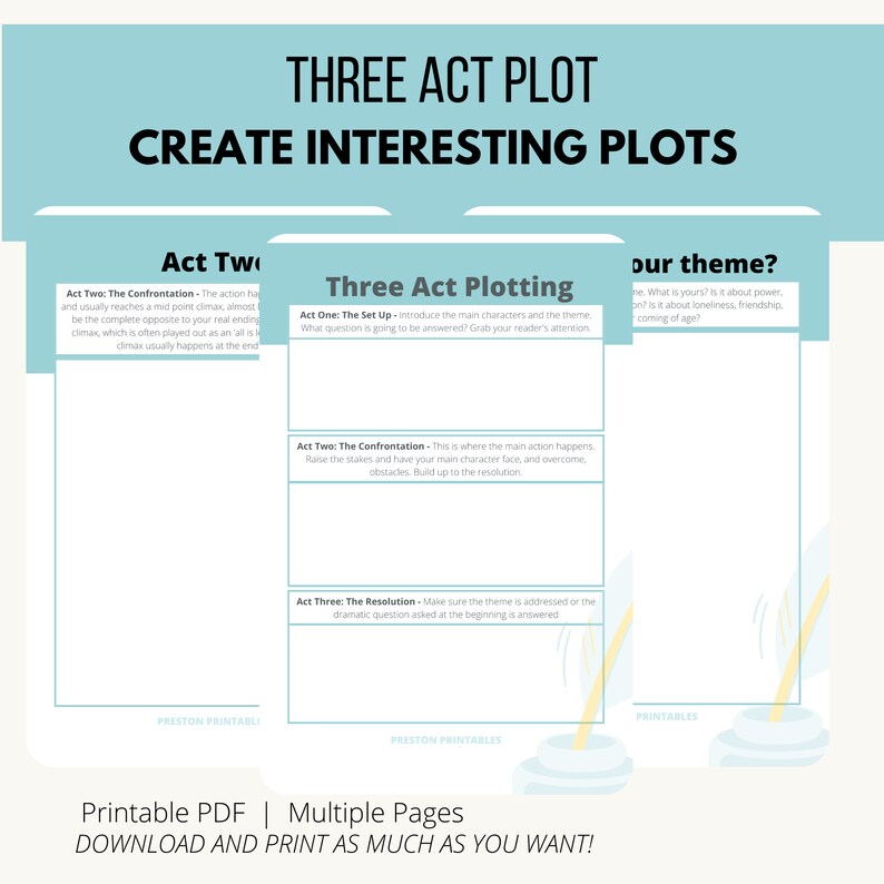 Plotting Template, Three Act Plot Template, Plot Your Story Template ...