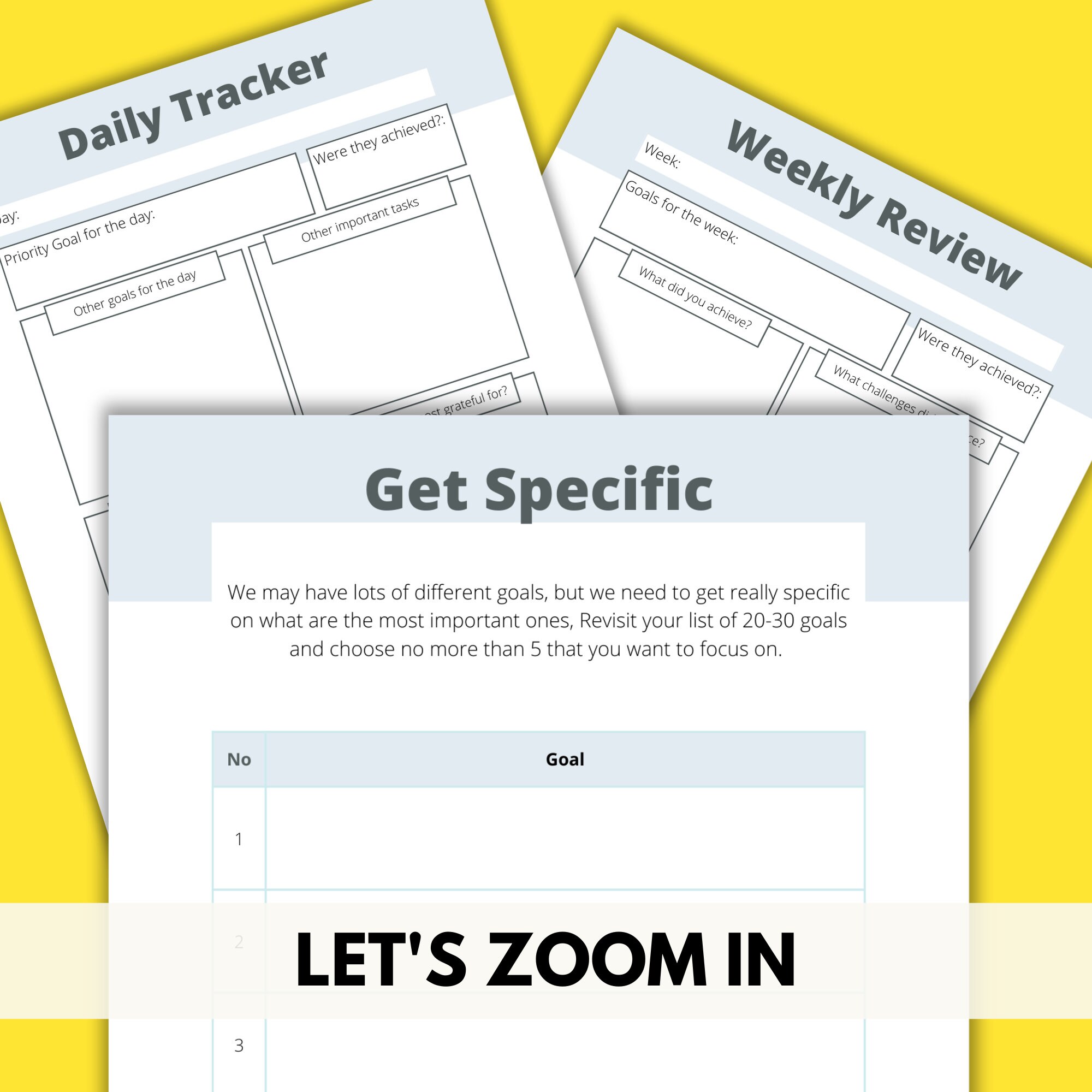 Goals Setting Template, Goal Tracking, Goals Planner, Writing Template ...