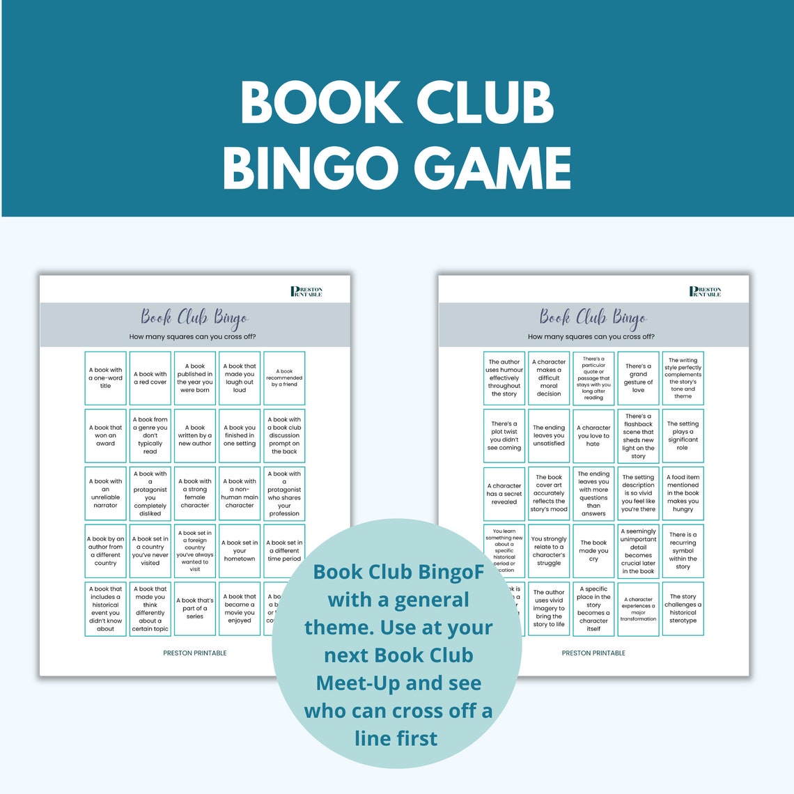 Book Club Bingo Games, Book Bingo, Genre Book Bingo, Book Bingo Games ...
