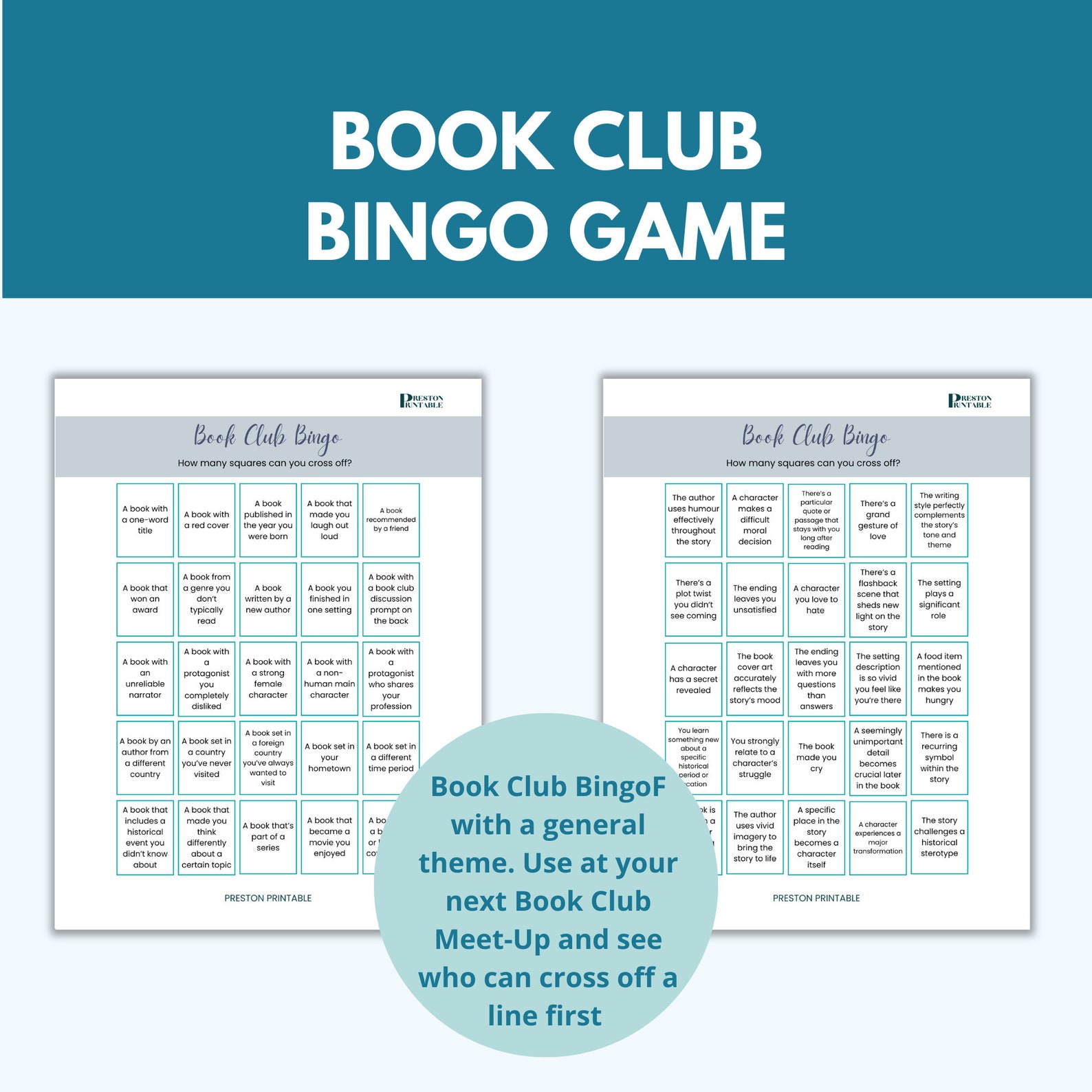 Book Club Bingo Games, Book Bingo, Genre Book Bingo, Book Bingo Games ...