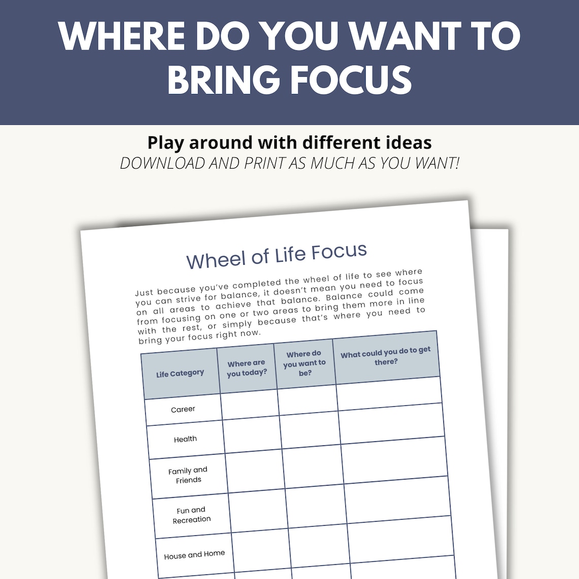 Wheel of Life Printable | Wheel of Life Template | Wheel of Life ...