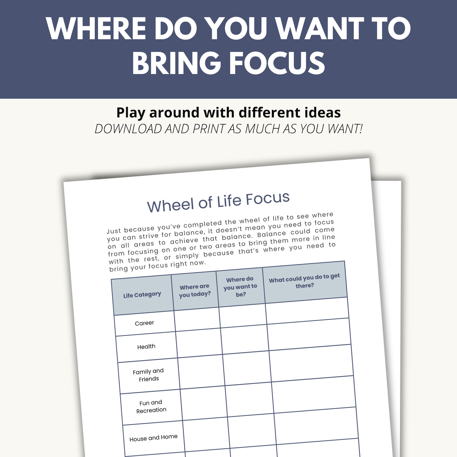Wheel of Life Printable | Wheel of Life Template | Wheel of Life ...
