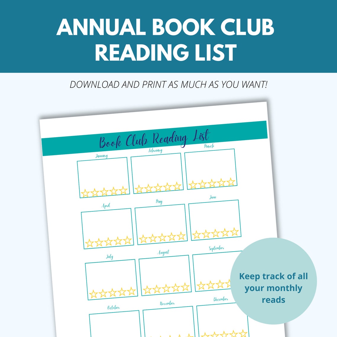 Book Club Printable Cards, Book Club Bingo, Book Club Discussion Points ...