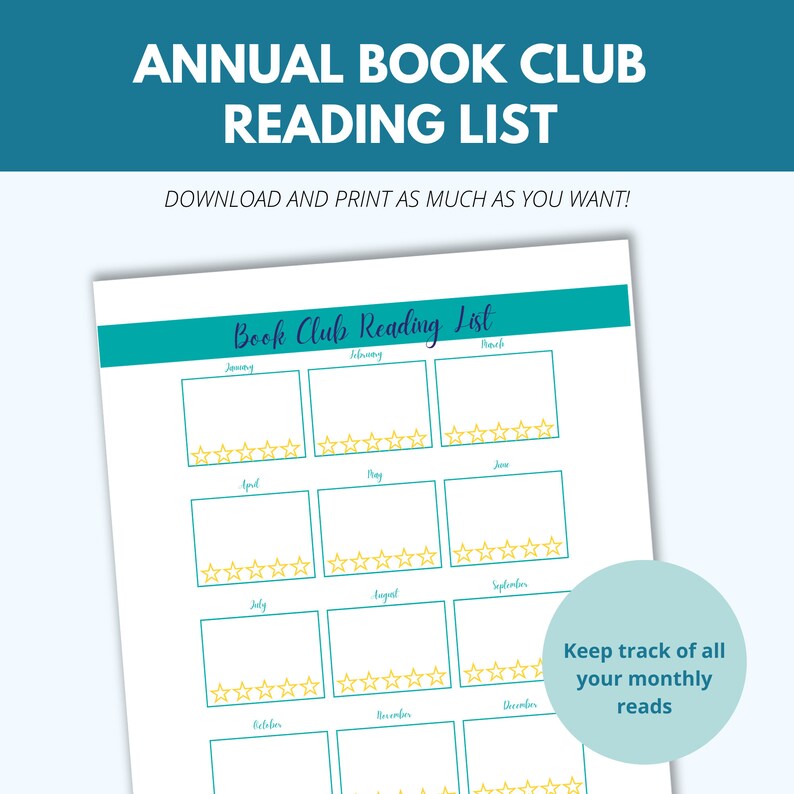Book Club Printable Cards, Book Club Bingo, Book Club Discussion Points ...