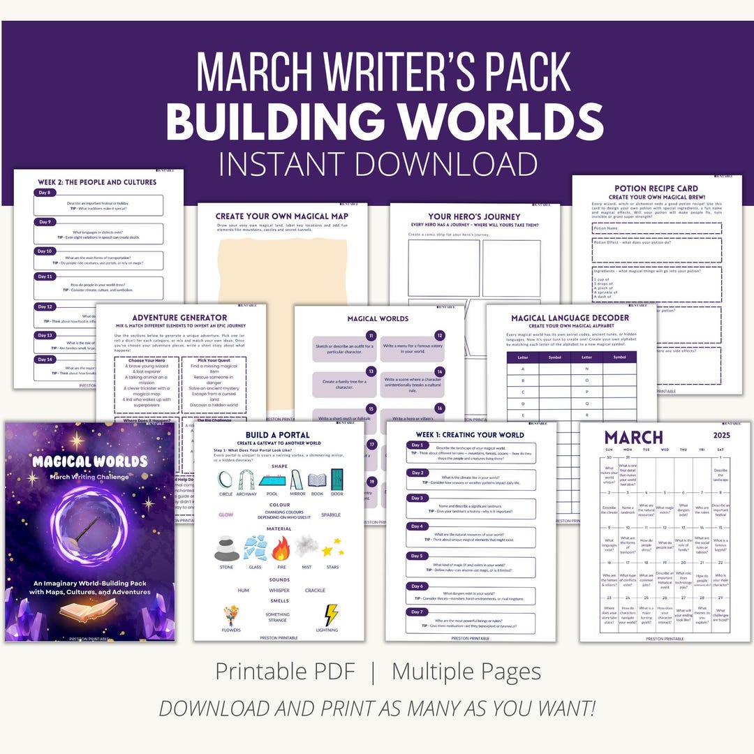 Magical Worlds Writing Pack for Kids, Worldbuilding Kids Pack, Magical ...