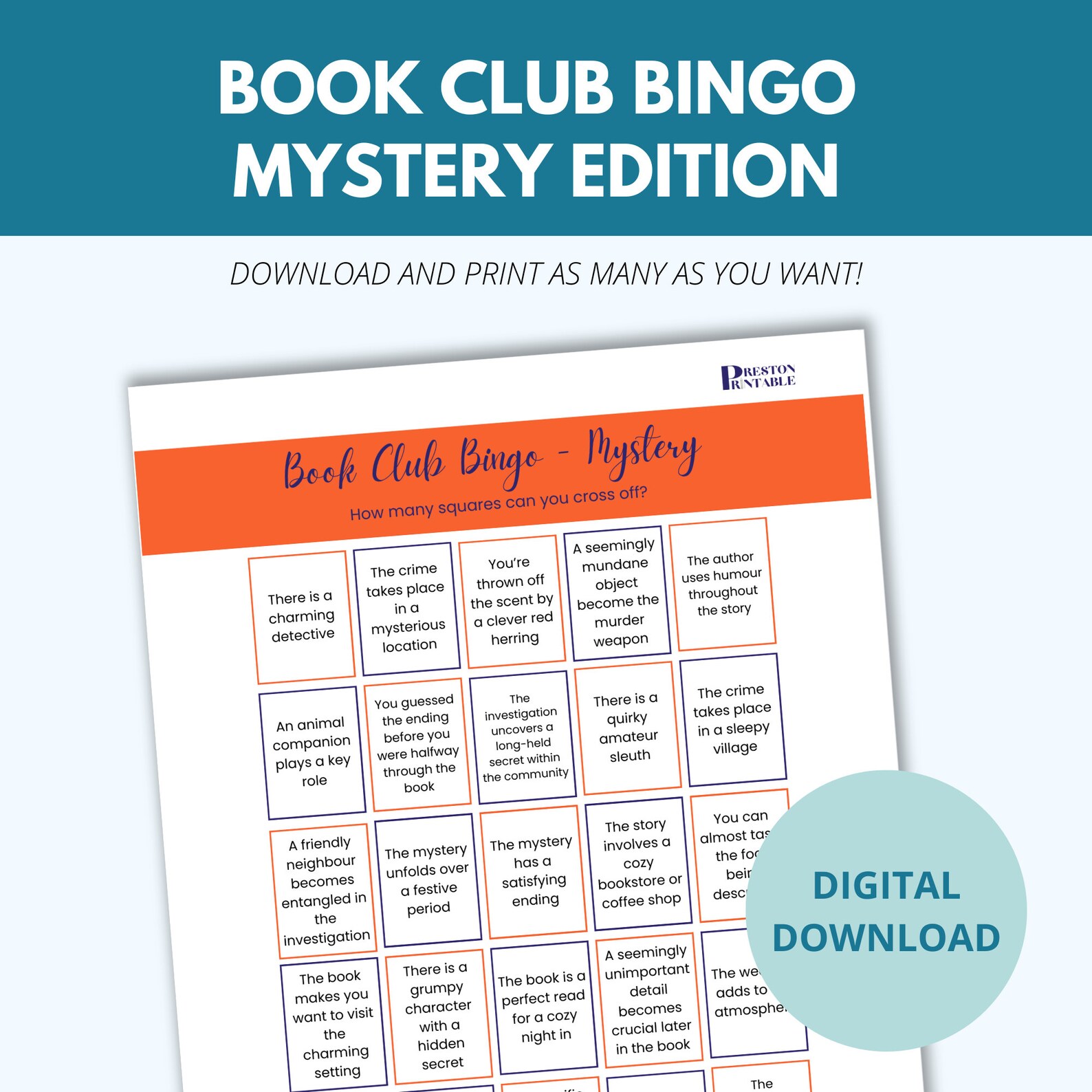 Book Club Bingo Games, Book Bingo, Genre Book Bingo, Book Bingo Games ...