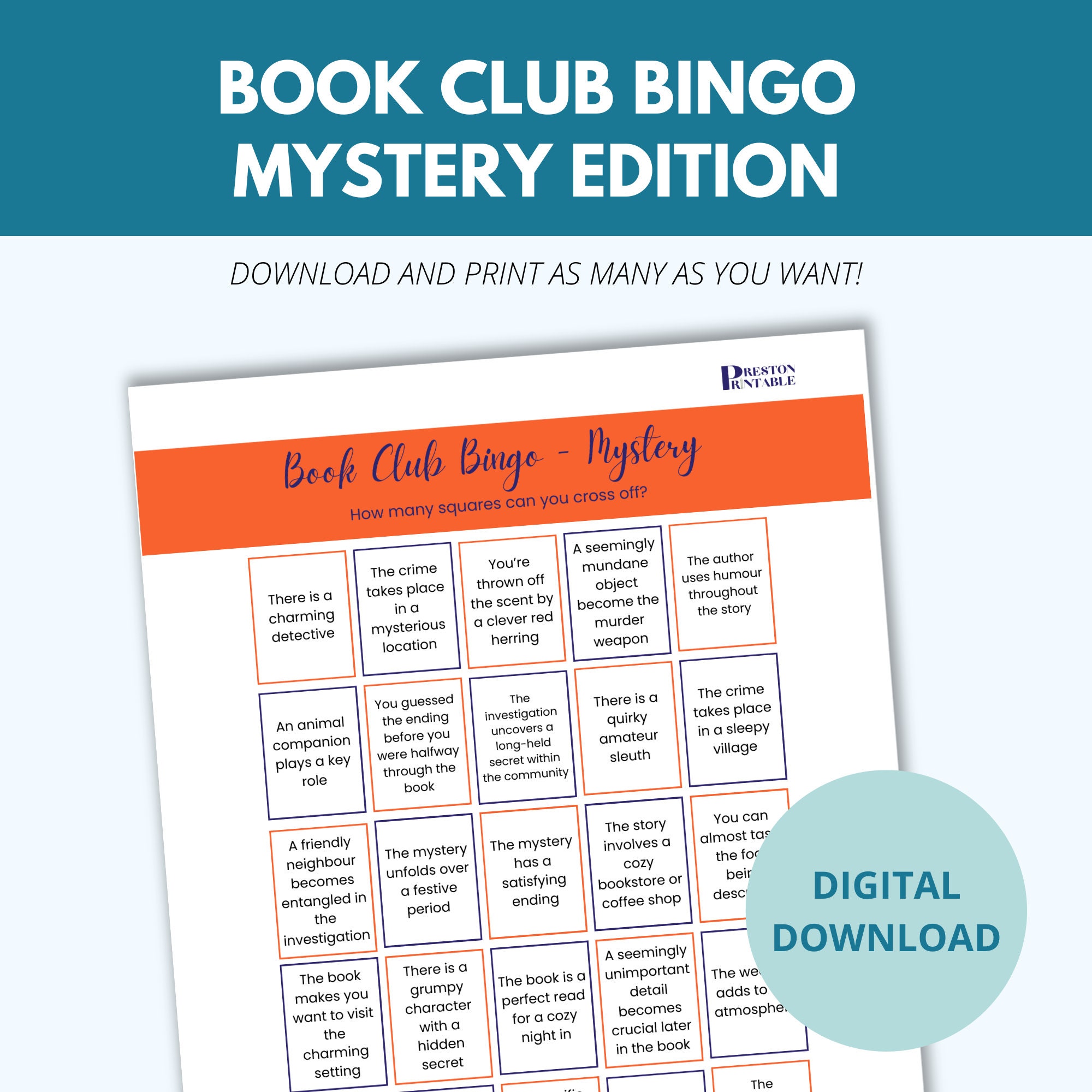 Book Club Bingo Games, Book Bingo, Genre Book Bingo, Book Bingo Games ...