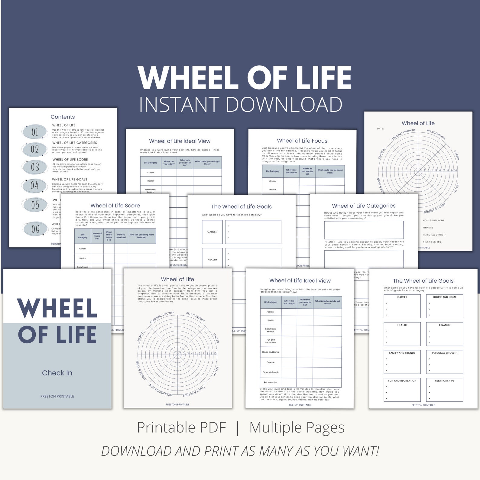 Wheel of Life Printable | Wheel of Life Template | Wheel of Life ...