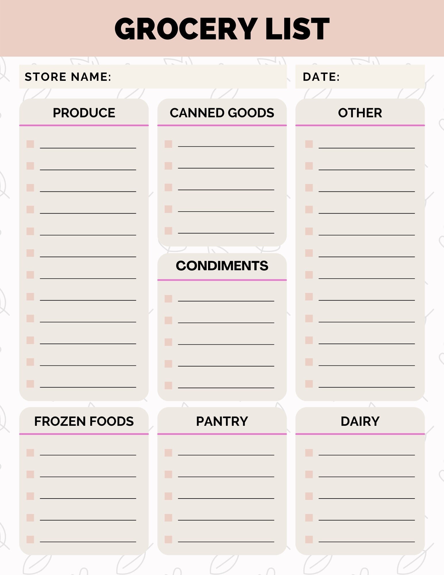 Grocery List, Shopping Lists, Grocery Shopping, 1 Page - Etsy