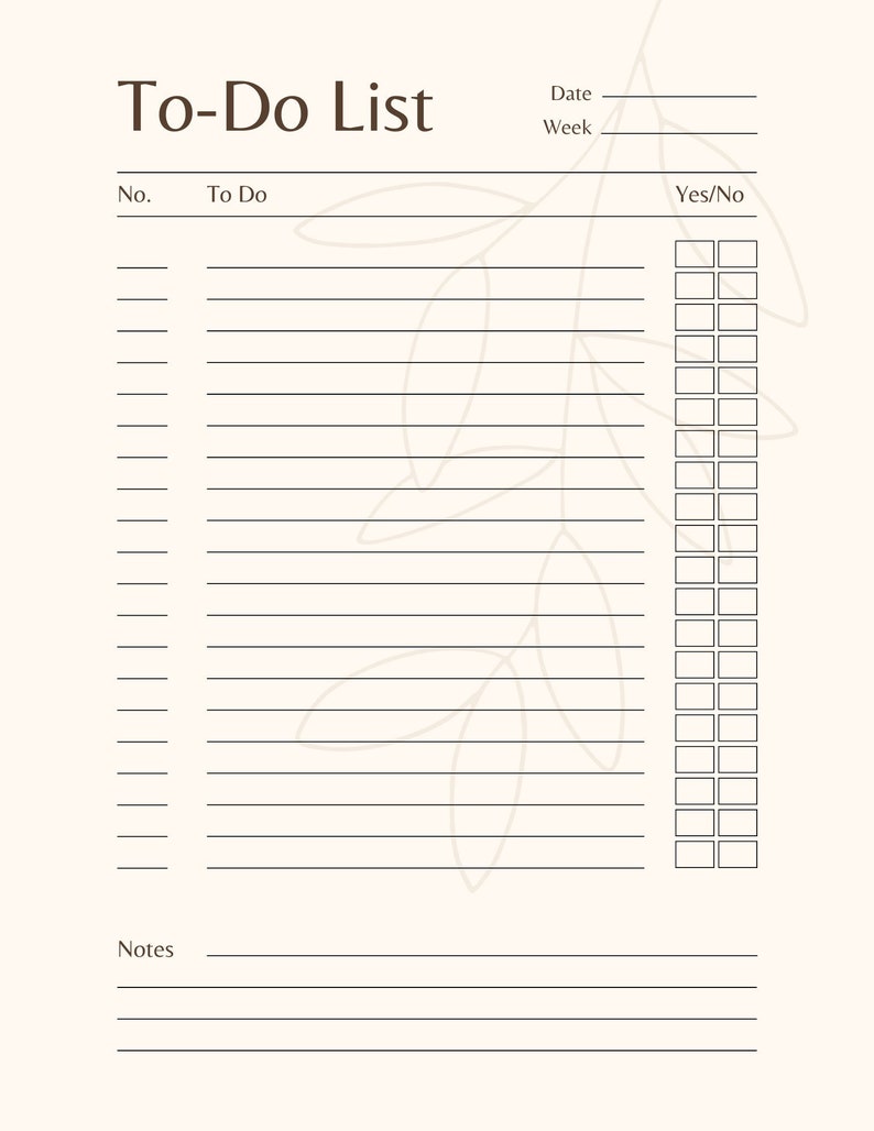 To-do List, To-do, Beige, 1 Page - Etsy