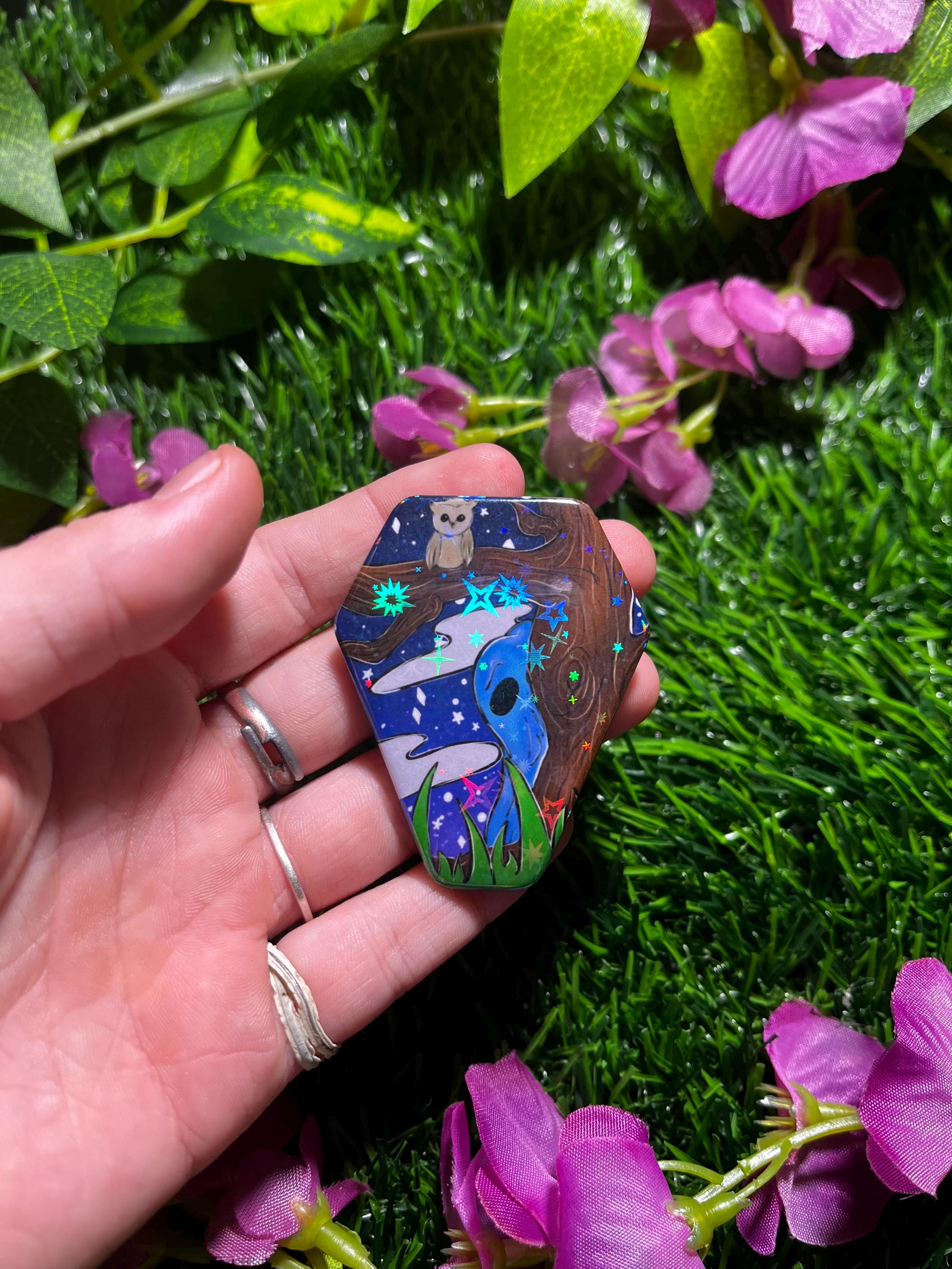 Coffin Holographic Peaking Ghost Buttons - Etsy