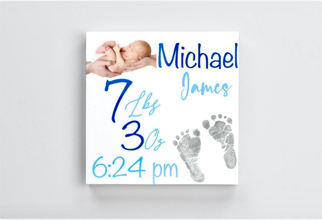 Newborn Baby Stats With Photo & Footprints/handprints - Etsy